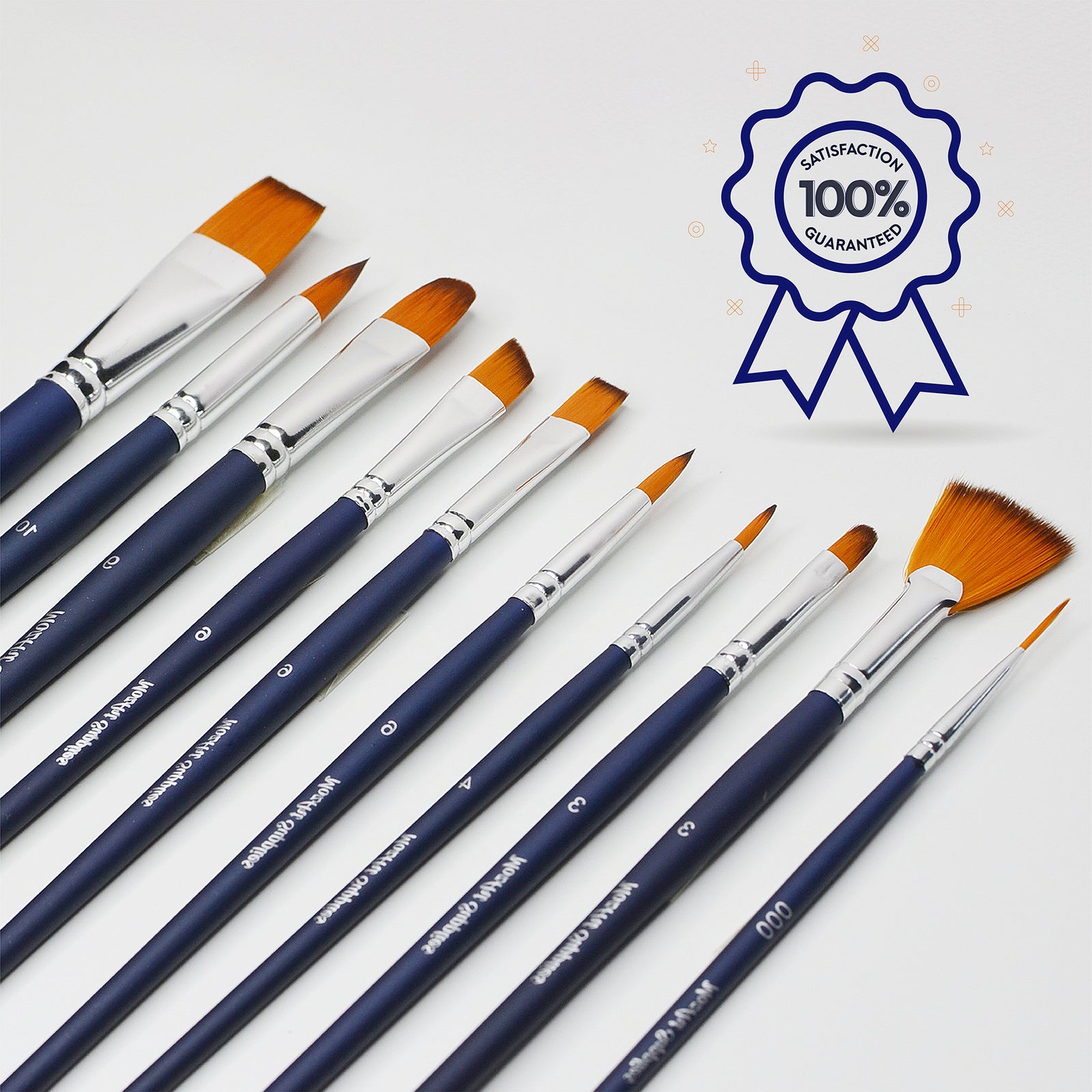 10 pcs Watercolor Paint Brush Set - MozArt Supplies USA